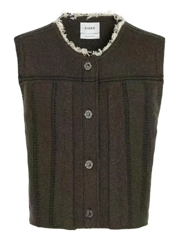 BARRIE Fringed Cashmere Vest - Green