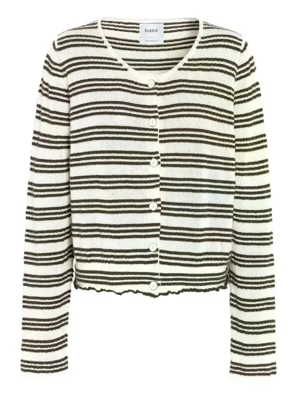 BARRIE Striped Knit Cardigan - Neutrals