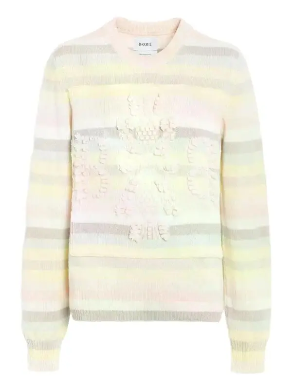 BARRIE Striped Crew Neck Jumper - Neutrals