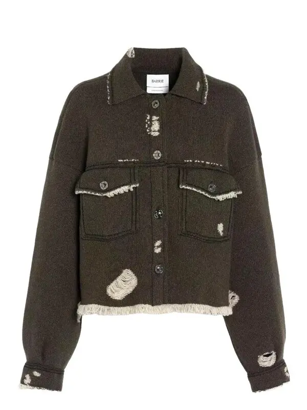 BARRIE Fringed Denim Jacket - Brown