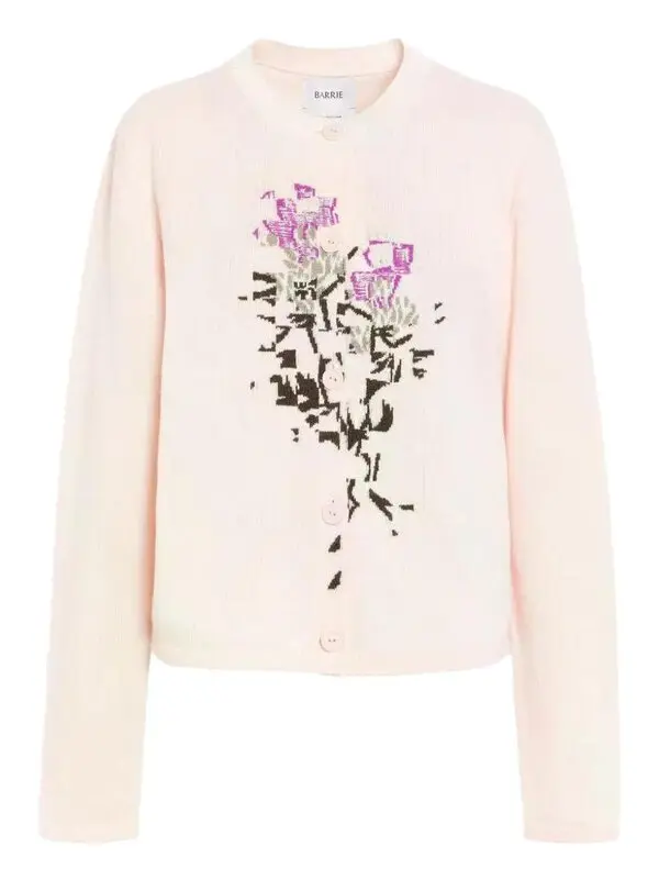 BARRIE Cashmere Cardigan With Floral Motif - Pink