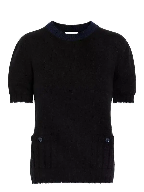 BARRIE Ribbed Cashmere Top - Black