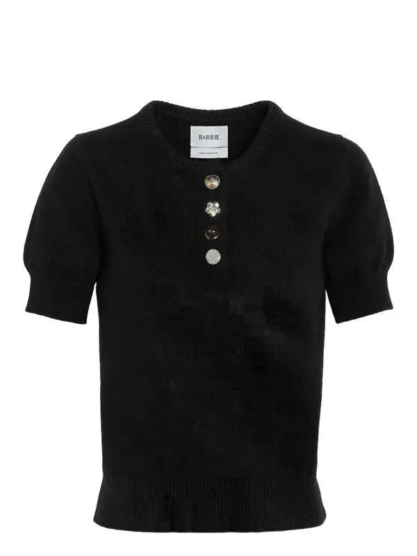 BARRIE Jeweled Button Top - Black
