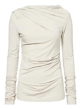 ENTIRE STUDIOS High-neck Draped Jersey Top - Stone