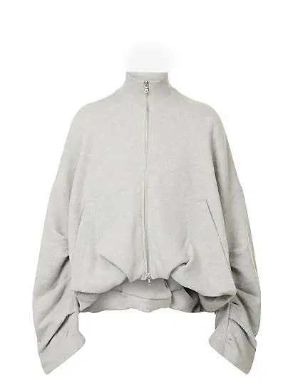 Dries Van Noten Zipped Cotton-jersey Sweatshirt - Grey Melange