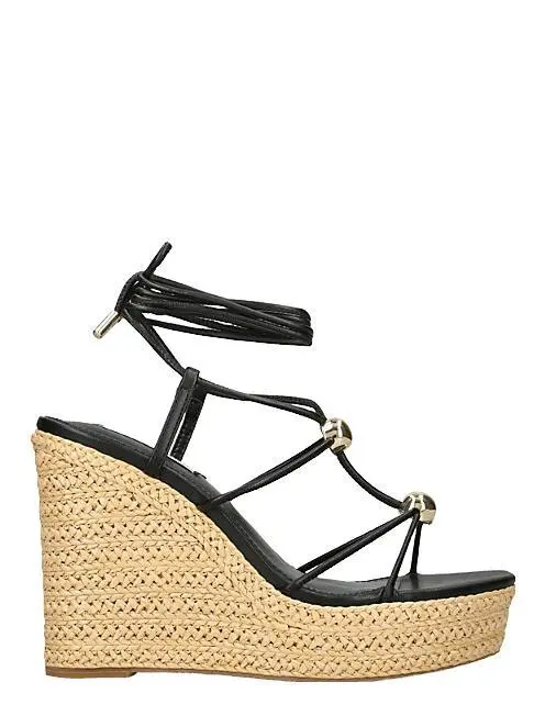 Steve Madden Tulym Faux-leather Wedge Sandals - Black
