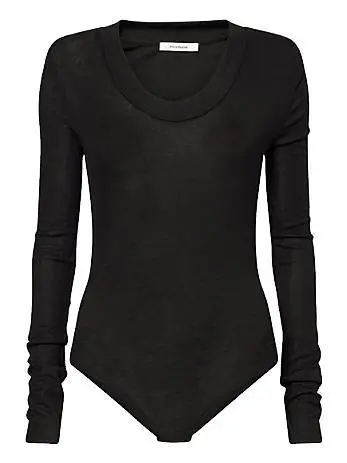 ENTIRE STUDIOS Round-neck Long-sleeve Knitted Bodysuit - Black