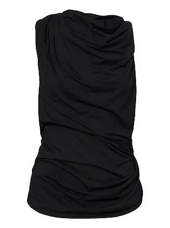 ENTIRE STUDIOS Draped Round-neck Stretch-jersey Tank Top - Black