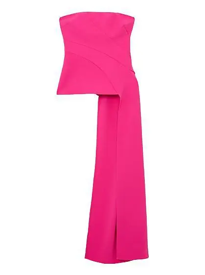 REISS Drape-detail Stretch-woven Top - Bright Pink