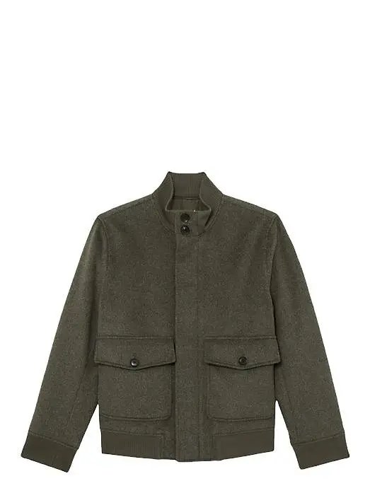 REISS Hadley Wool-blend Bomber Jacket - Green