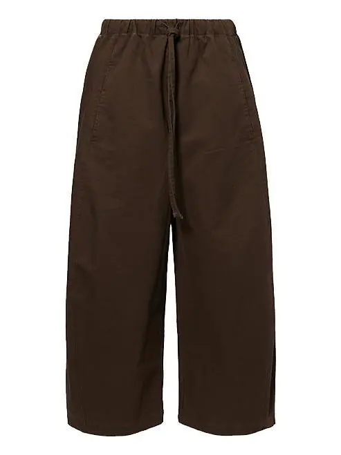 ENTIRE STUDIOS Loft Curved-hem Cotton Trousers - Brunette