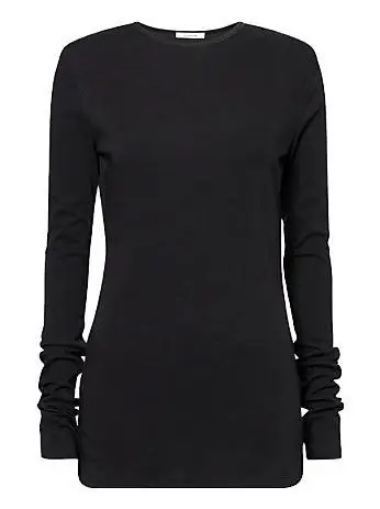 ENTIRE STUDIOS Sheer Long-sleeve Cotton-jersey T-shirt - Black