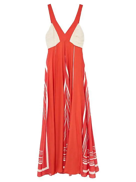 REISS Tallie Graphic-print Woven Maxi Dress - Orange Ivory