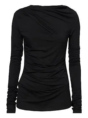 ENTIRE STUDIOS High-neck Draped Jersey Top - Black