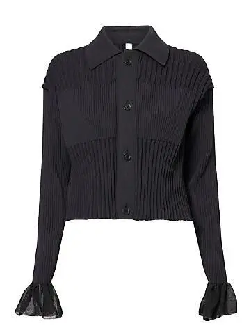 CFCL Fluted Lucent Knitted Cardigan - Black