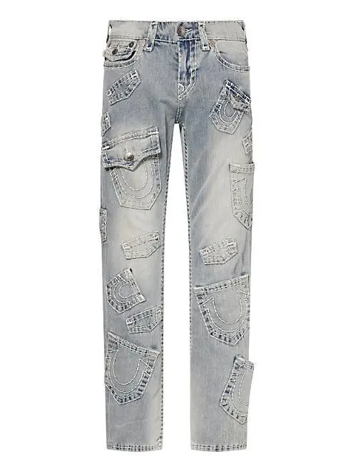 True Religion Ricky Big T Flap Slim-leg Denim Jeans - Grendal Light Wash