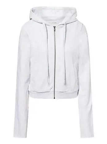 ENTIRE STUDIOS Zip-up Cropped Cotton Hoody - Heather Grey