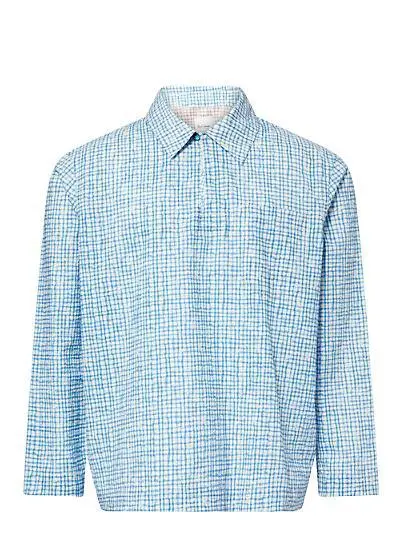 Paul Smith Checked Oversized Cotton Shirt - Blue