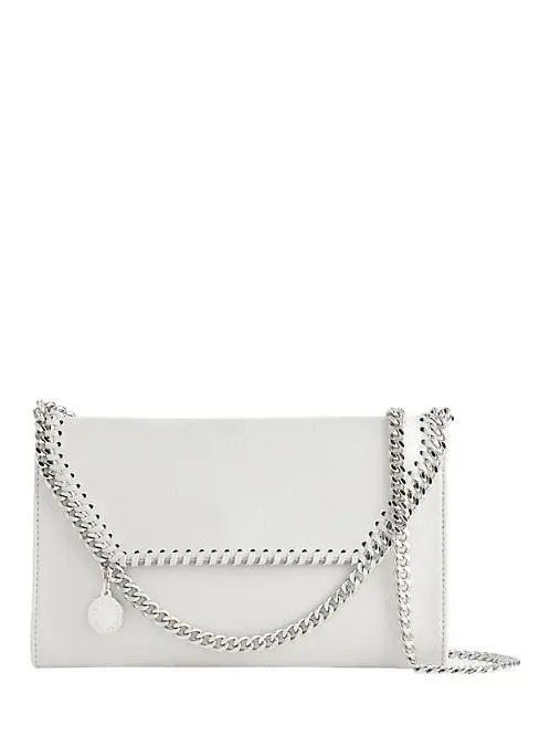 Stella McCartney Falabella Woven Wallet With Chain - Pearl Grey
