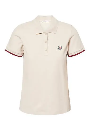 Moncler Classic Badge Cotton-piqué Polo Shirt - Beige