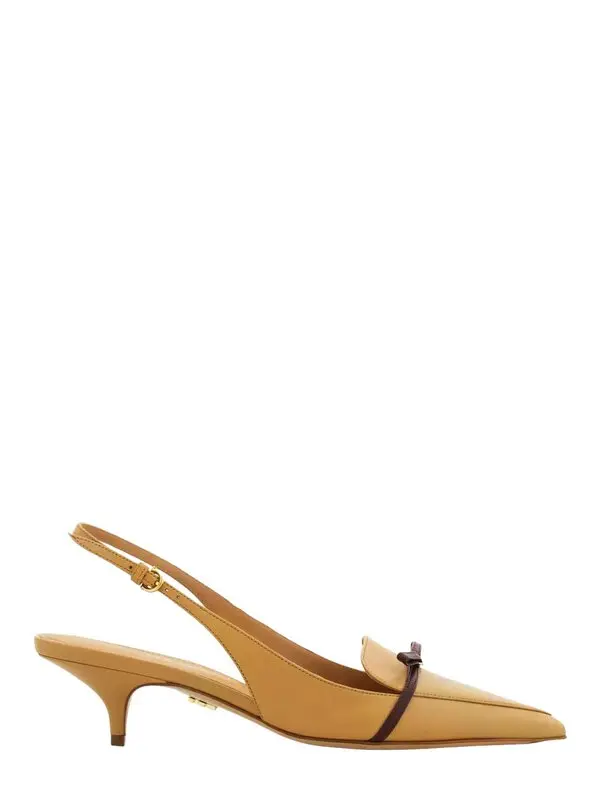 FERRAGAMO 40mm Pointed Bow Slingback - Brown