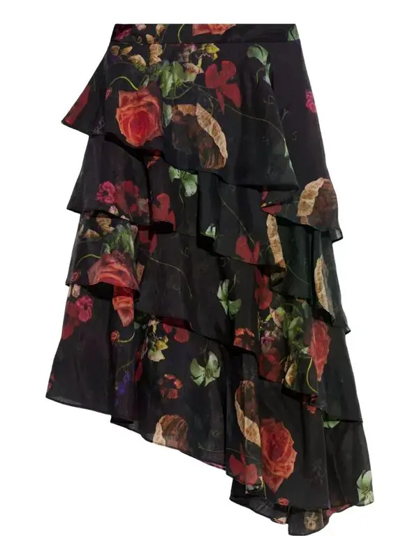 ALLSAINTS Caya Ruffled Asymmetric Skirt - Black
