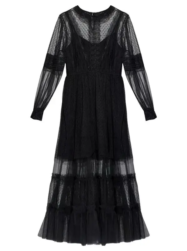 ALLSAINTS Nita Ruffled Midi Dress - Black