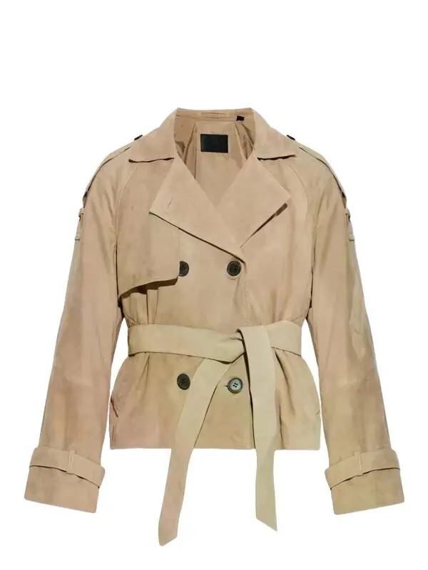 ALLSAINTS Reed Cropped Suede Trench Coat - Neutrals
