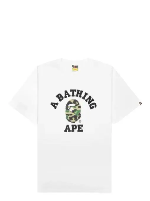 A BATHING APE Abc Camo College 1j30110005 Tee Shirt - White/green