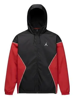 JORDAN Brooklyn Hooded Draft Jacket - Black/gym Red/white