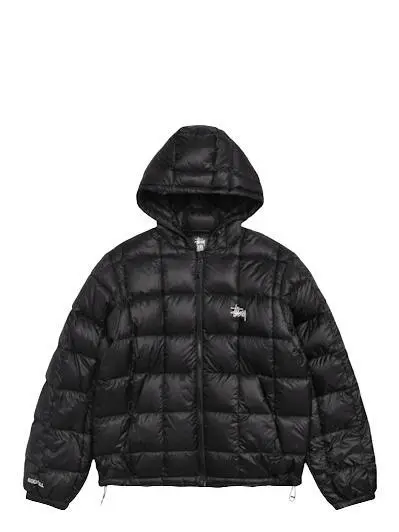 StÜssy Midweight Hooded Puffer Jacket - Black
