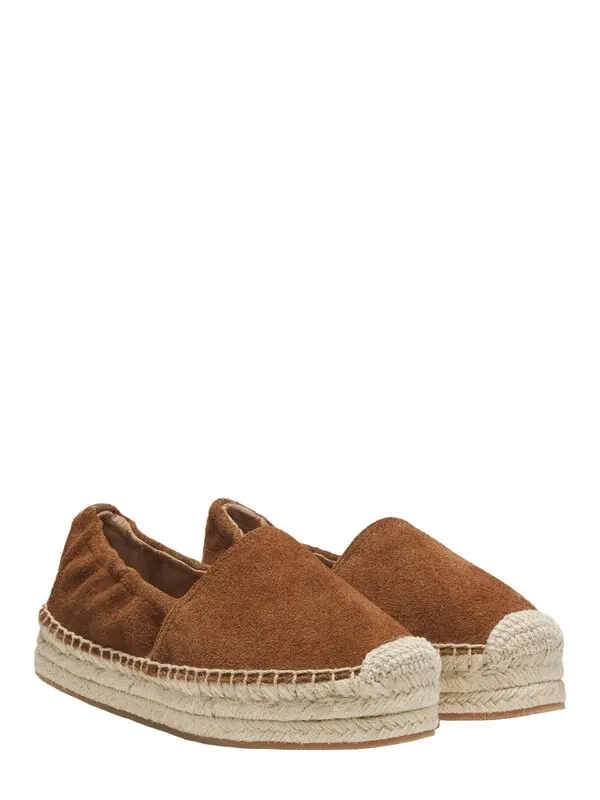 BOSS Suede Espadrilles With Jute Midsole - Brown