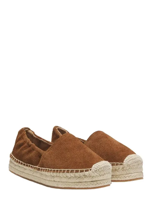 BOSS Suede Espadrilles With Jute Midsole - Brown