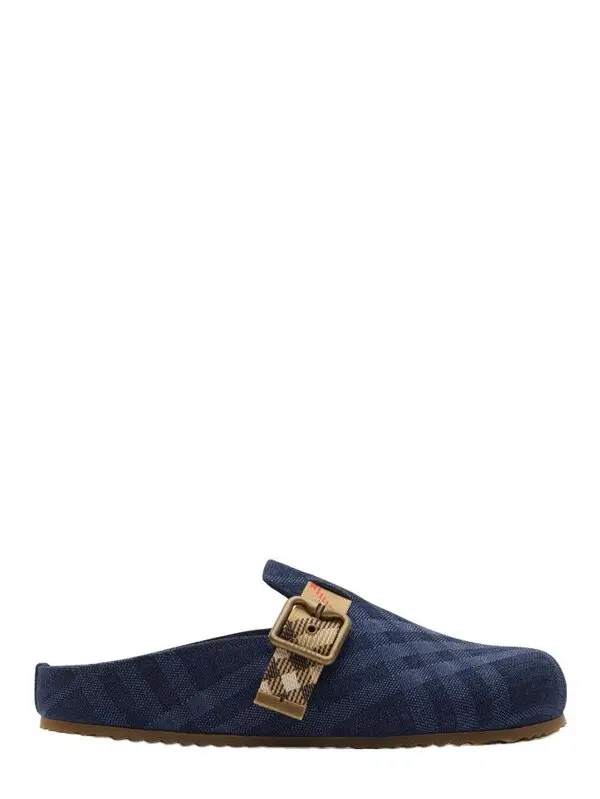Burberry Check Denim Urchin Clogs - Navy