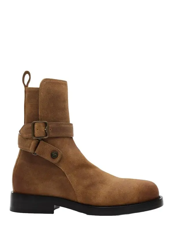 Burberry Waxed Suede Ledger Ankle Boots - Boat Brown
