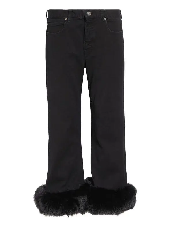 Balenciaga Faux Fur-trimmed Flare Jeans - 1105 Pitch Black