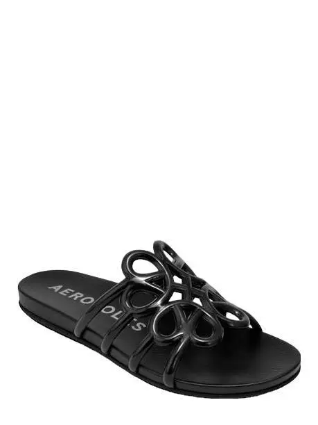 Aerosoles Frida Floral Slide Sandal - Black Translucent Tpu