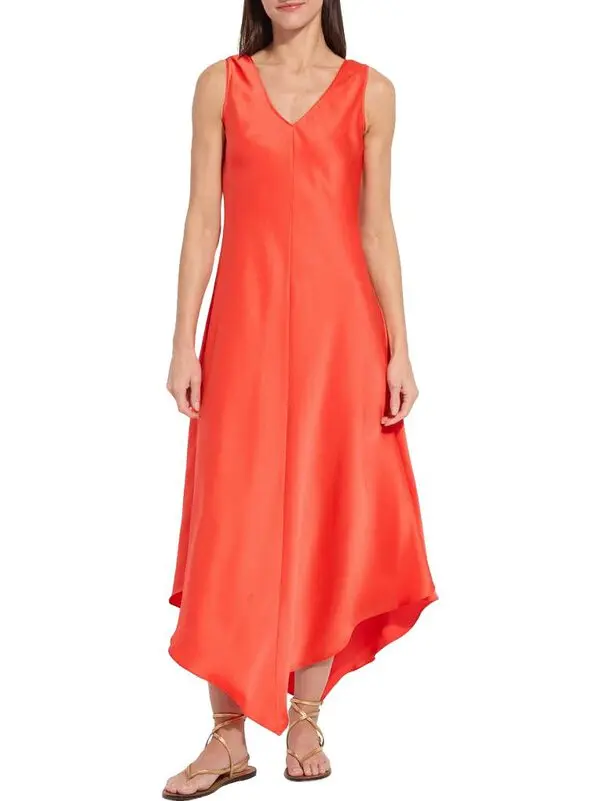 Lyssé Sakura Satin Handkerchief Maxi Dress - Red Kiss