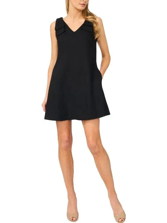 CECE DUPRAZ Bow Shoulder Shift Minidress - Rich Black