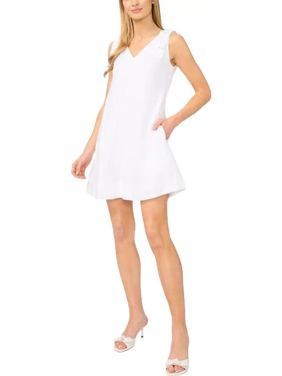 CECE DUPRAZ Bow Shoulder Shift Minidress - Ultra White