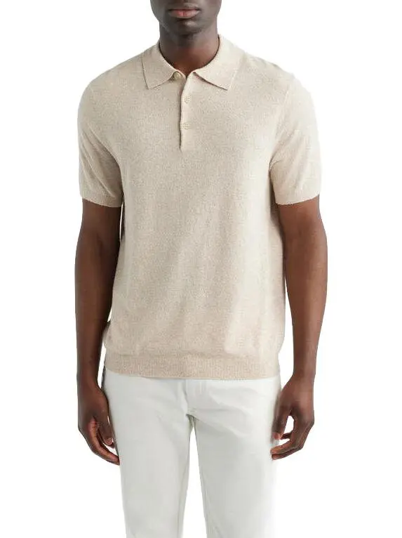 Scott Barber Solid Bouclé Polo - Flax