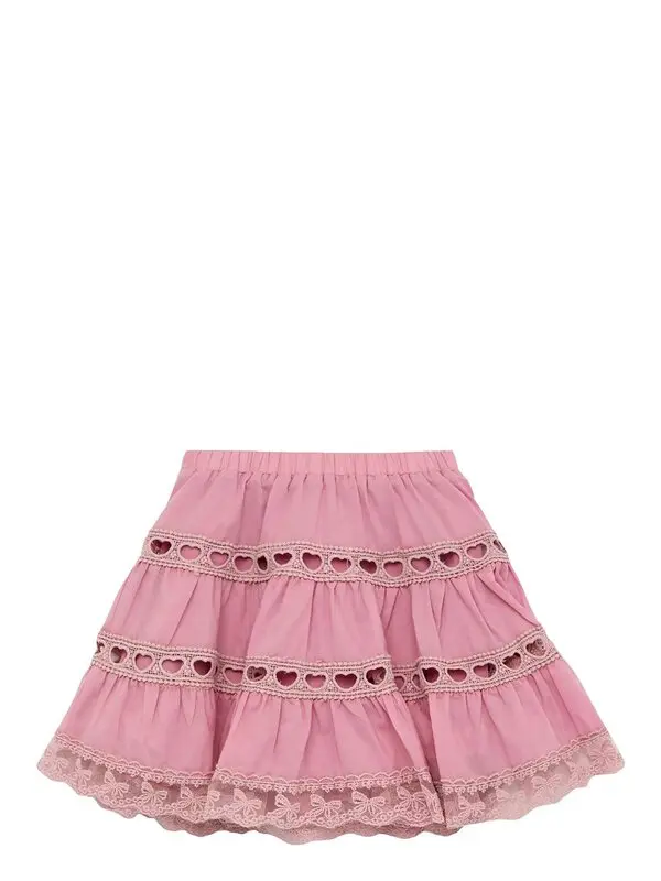 THEME Sofia Heart Bow Lace Mini Skirt - Ballet Pink