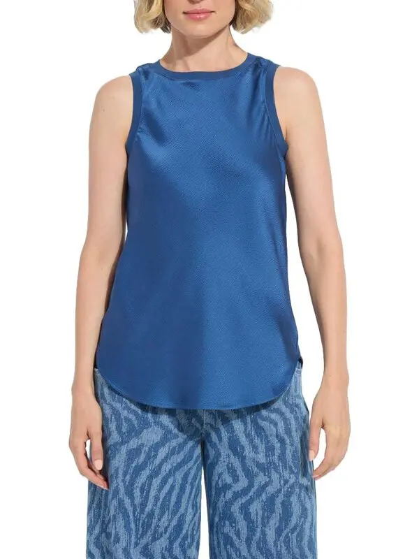 Lyssé Akemi Mixed Media Tank Top - Palermo Blue