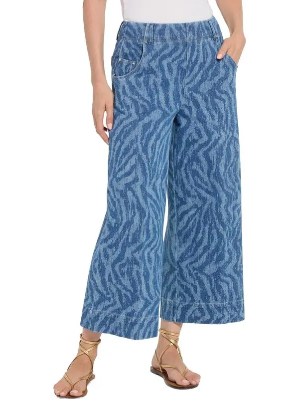Lyssé Leo Print Wide Leg Denim Pants - Current Ripples