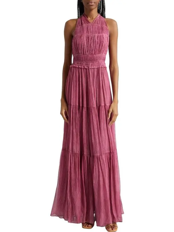 Ulla Johnson Freesia Chiffon Open Back Gown - Amaranthus