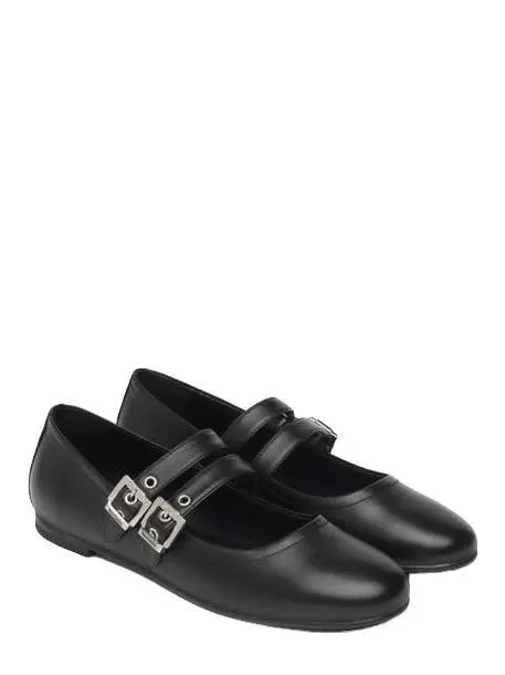 NEROGIARDINI Double Strap Ballet Flat - Black