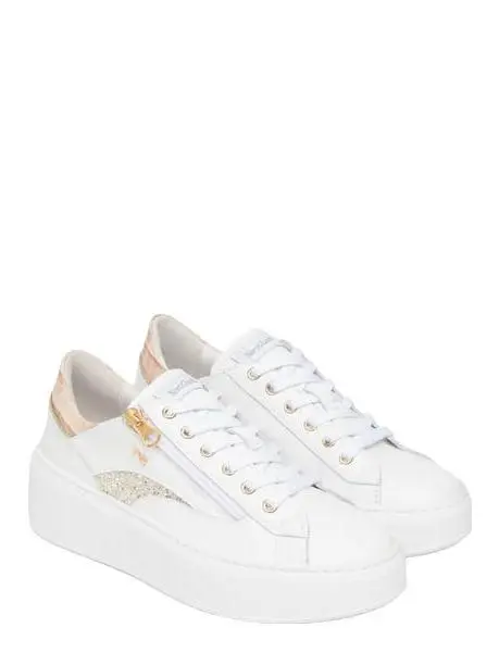 NEROGIARDINI Side Zip Platform Sneakers - White Multi