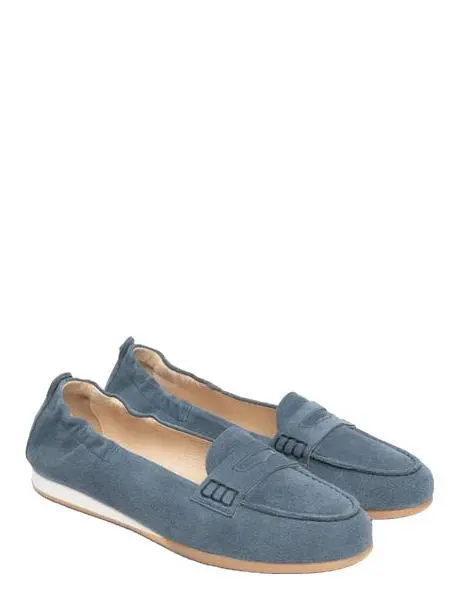 NEROGIARDINI Suede Penny Loafer - Denim
