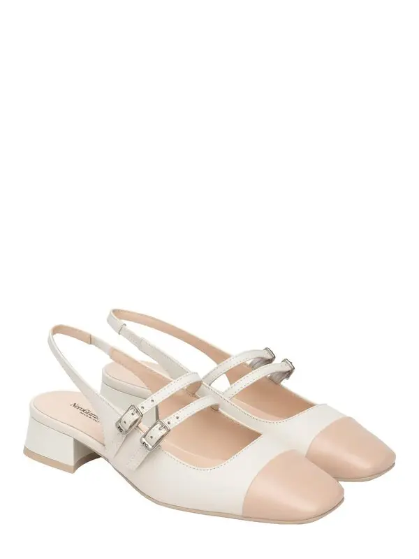 NEROGIARDINI Cap Toe Slingback Pumps - White/blush