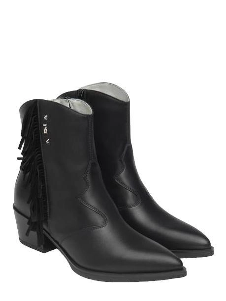 NEROGIARDINI Fringe Western Bootie - Black